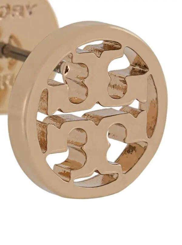 Tory Burch Gold-colored Brass Logo Stud Earrings