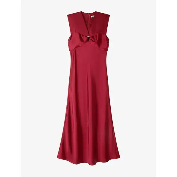 sandro dress burgundy Milla Knit Maxi Dress Bordeaux