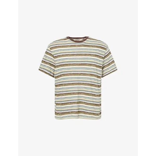 BRAIN DEAD Toni Stripe Crewneck Cotton-blend T-shirt