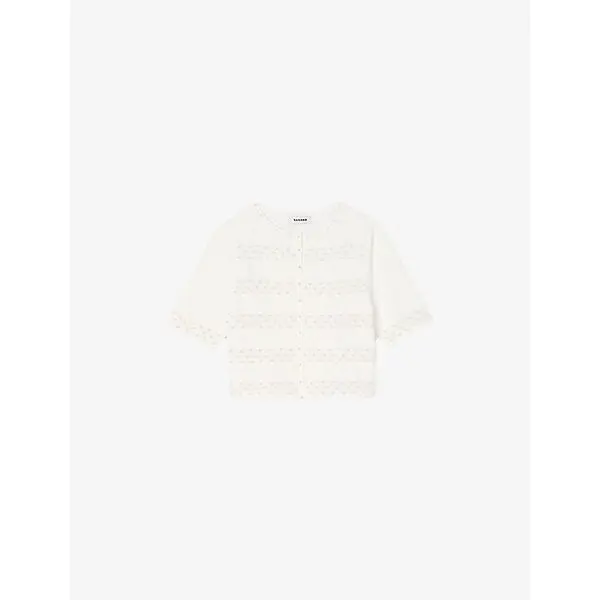 Sandro Beaded Cropped Knitted Cardigan
