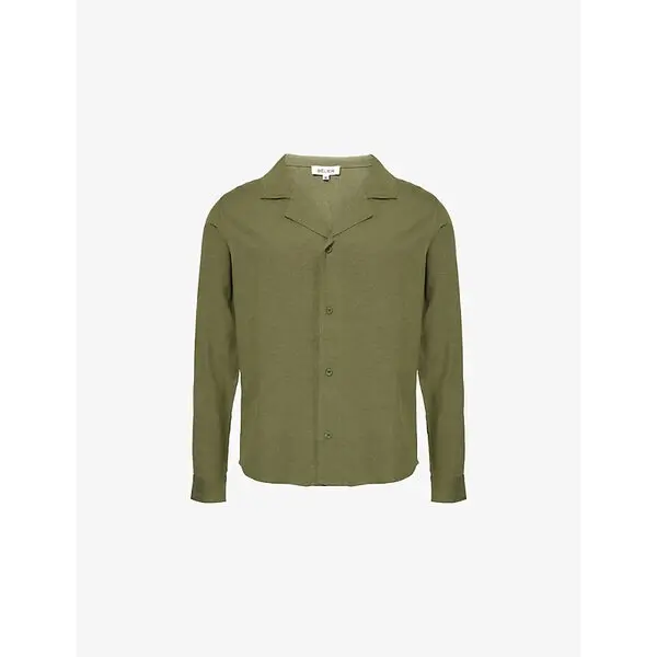 BELIER Camp-collar Short-sleeves Woven Shirt - Olive