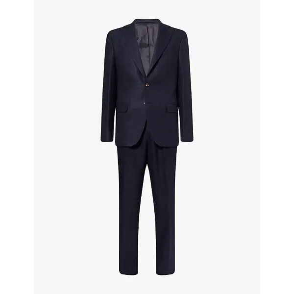 Eleventy Notched-lapel Straight-leg Wool Silk And Linen Blend Suit