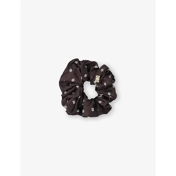 Sandro Patterned Woven Scrunchie - Brown / White