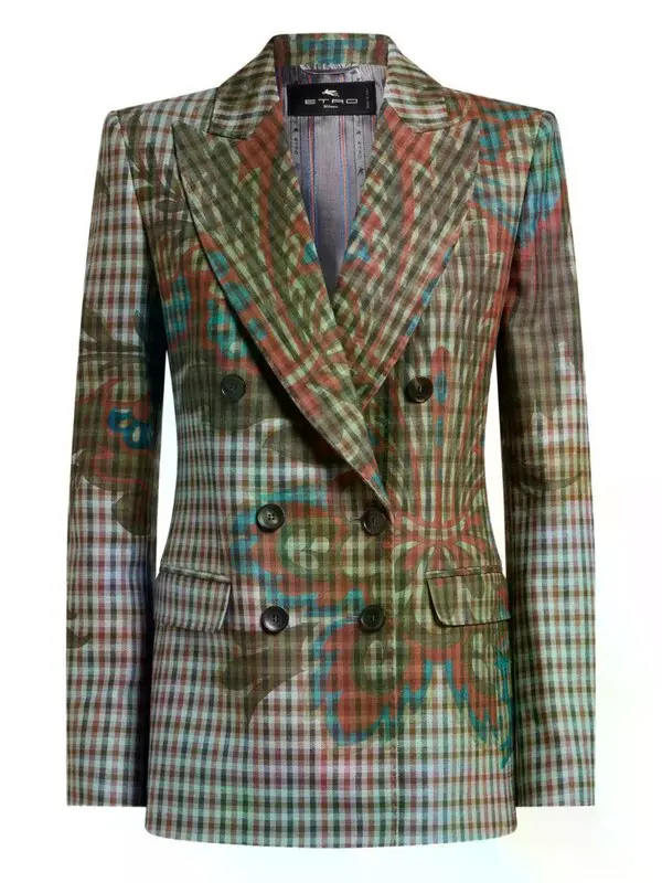 Etro Floral-print Gingham-pattern Blazer