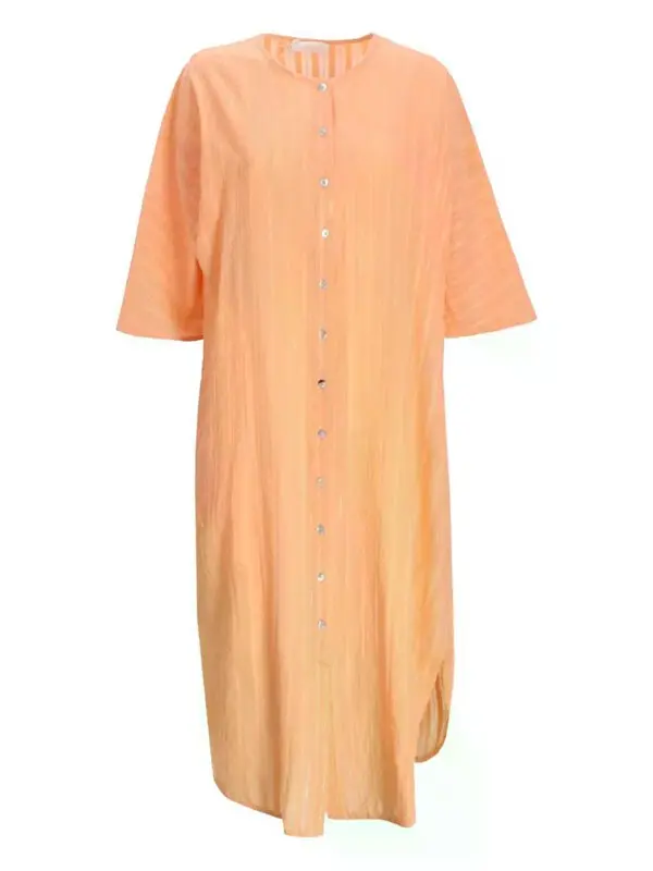 Devotion Metallic-striped Button Midi Dress