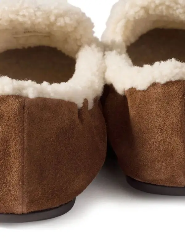 Miu Miu Suede Loafers With Shearling Lining - Brown