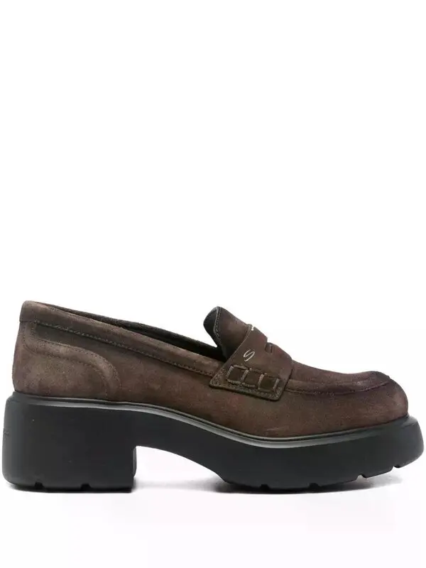 Santoni Suede Platform Loafers