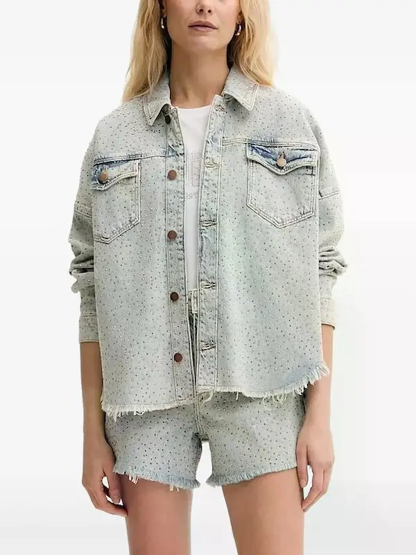 Guess Embellished Frayed Denim Jacket
