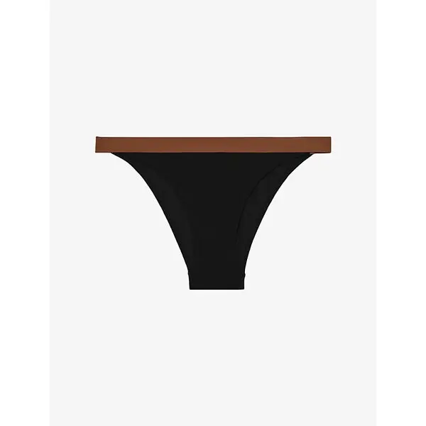 REISS Nala Contrast-trim Bikini Bottoms - Black Tan