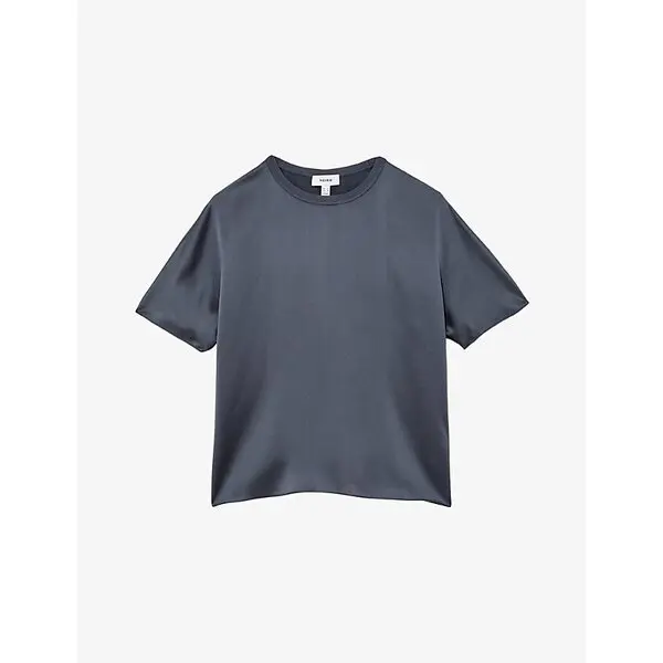 REISS Lena Silk Top - Blue