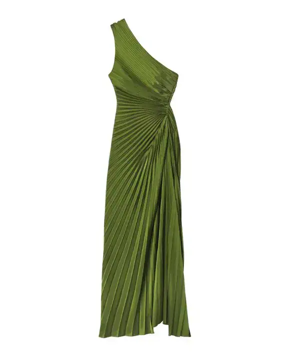 A.L.C. Lara Pleated One Shoulder Gown - Ivy - 40% Off | Editorialist