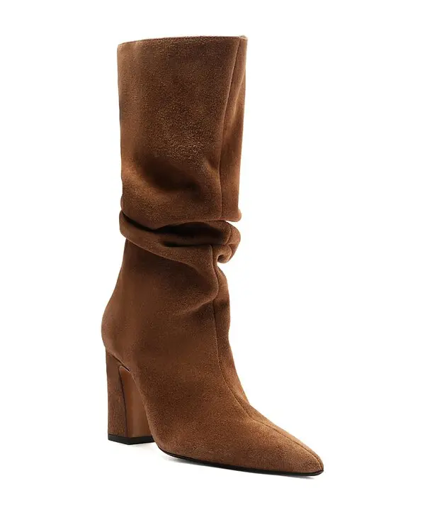 Schutz Harriet Suede Slouch Boots - Root Brown