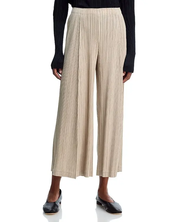 Issey Miyake Plisse Wide Leg Pants - Greige