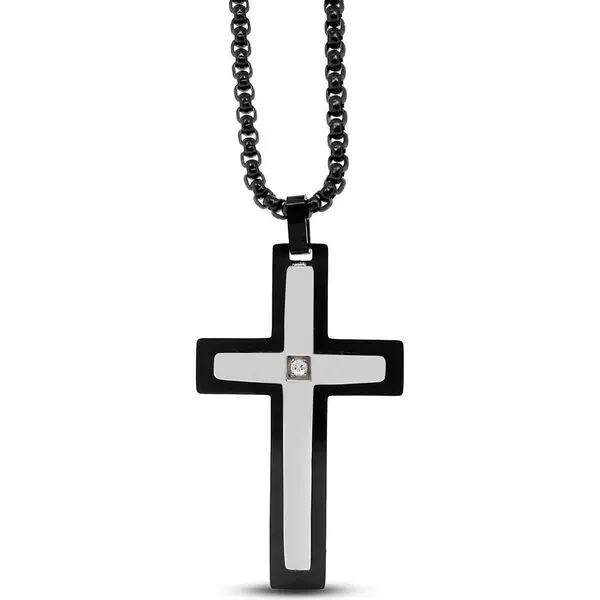 ANNA ZUCKERMAN Ebon Cross Stainless Steel Necklace - Platinum