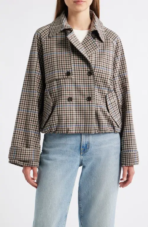 Rails Jett Check Crop Trench Coat - Mocha Check