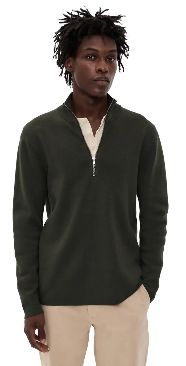Nn07 Harald Half Zip Sweater - Dark Army