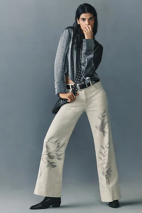 PILCRO The Rylan Relaxed High-rise Flare Pants - Cream