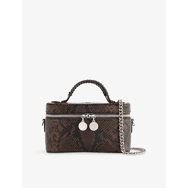 Stella McCartney Snake-print Faux-leather Vanity Case - Espresso