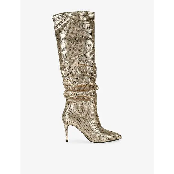 Carvela Amore Crystal-embellished Heeled Knee-high Boots - Bronze