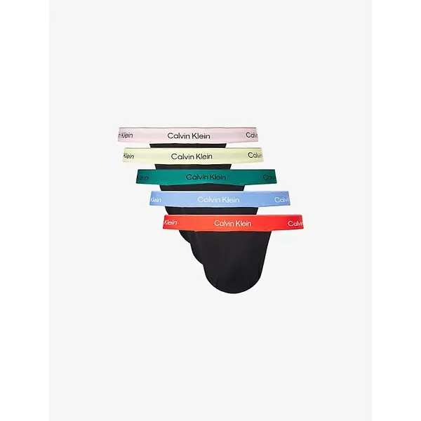 Calvin Klein Icon-pride Jock-strap Pack Of Five Cotton-jersey Briefs
