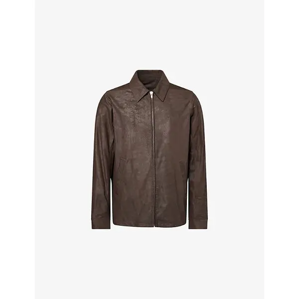 Rick Owens Brad Pointed-collar Leather Jacket