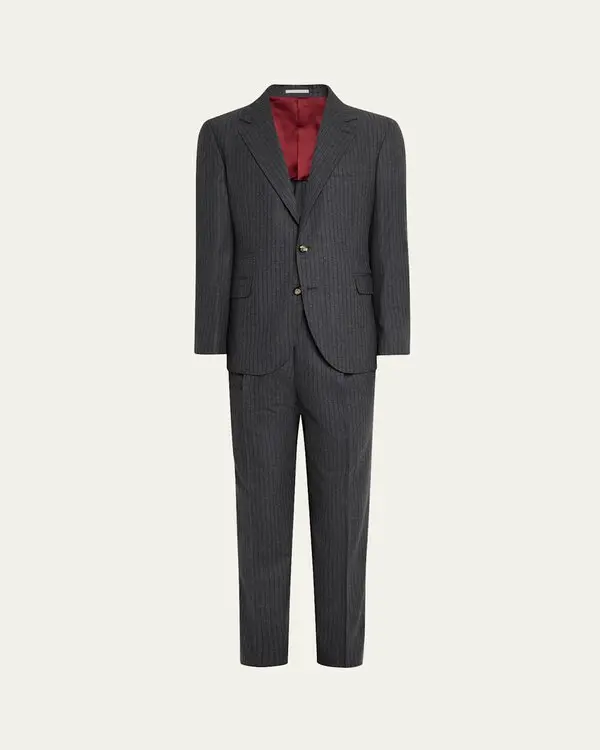 Brunello Cucinelli Virgin Wool Chalk Stripe Notch Lapel Sport Coat