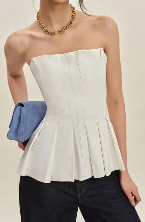 REFORMATION Ashlyn Pleated Peplum Top - White