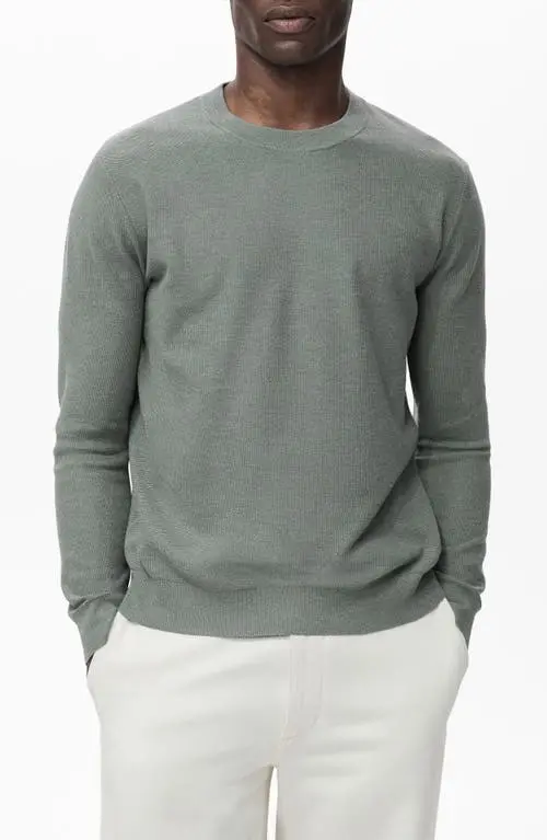 Mango Crewneck Piqué Sweater - Forest Green