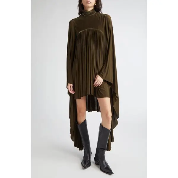 Zimmermann Memento Pleated Batwing Sleeve Mini Dress
