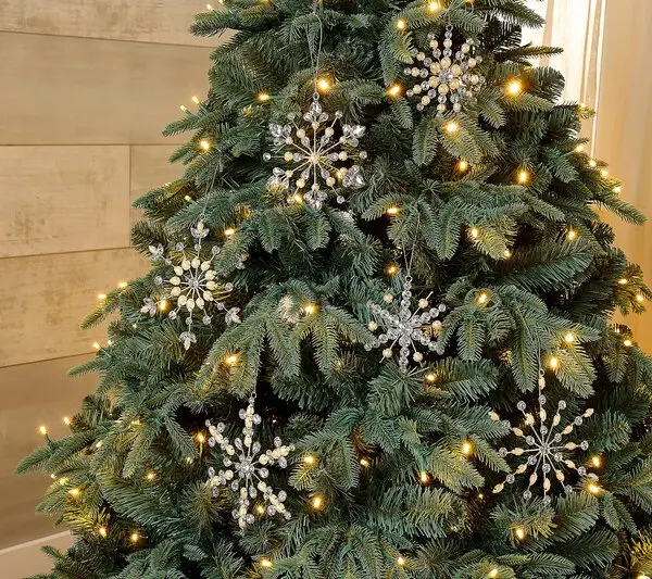MARTHA STEWART As Is S/6 Crystal & Pearl Snow Ornaments
