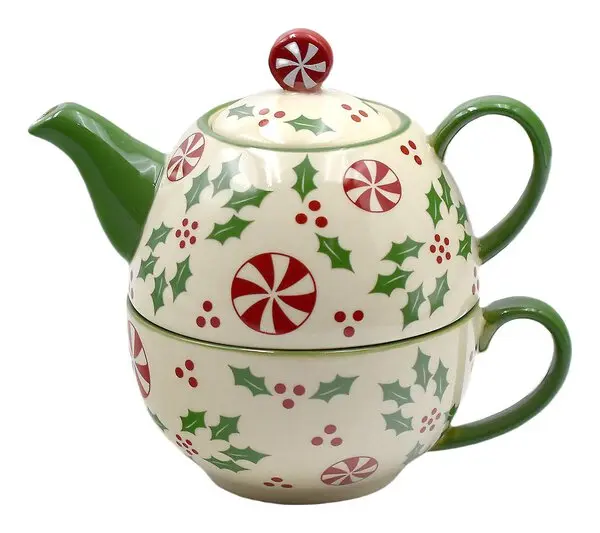 TEMP-TATIONS As Is Seasonal Mini Tea For One W/ 15 Oz Teapot
