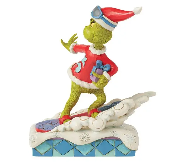 JIM SHORE Grinch Snowboarding Figurine 6in H