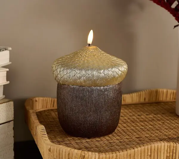 LWYA BY KIM GRAVEL Shwk 10/6 6' Metallic Acorn Flameless Candle Kim Gravel
