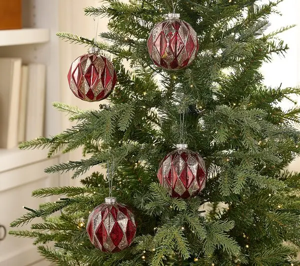 VALERIE PARR HILL As Is Set Of 4 Harlequin Glass Ornaments Valerie