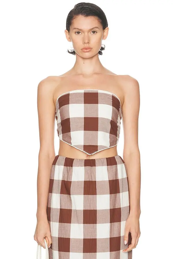 Posse Callie Tie Top - Mocha Gingham