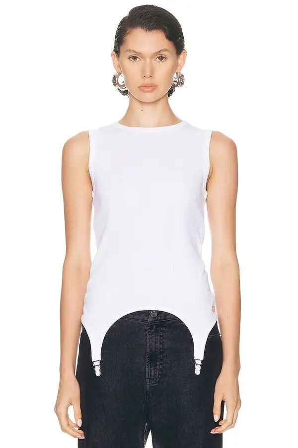 Jean Paul Gaultier Lingerie Garter Ribbed Tank Top - White