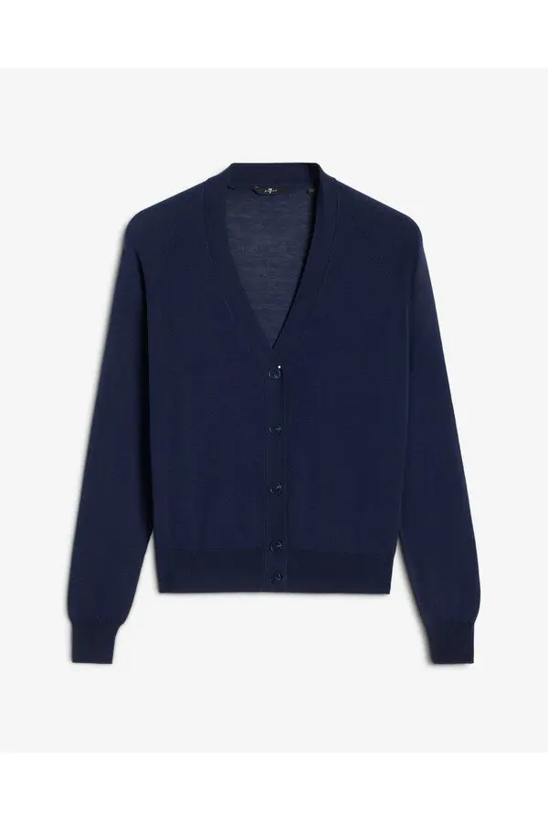 7 For All Mankind Silk Blend V-neck Cardigan - Black