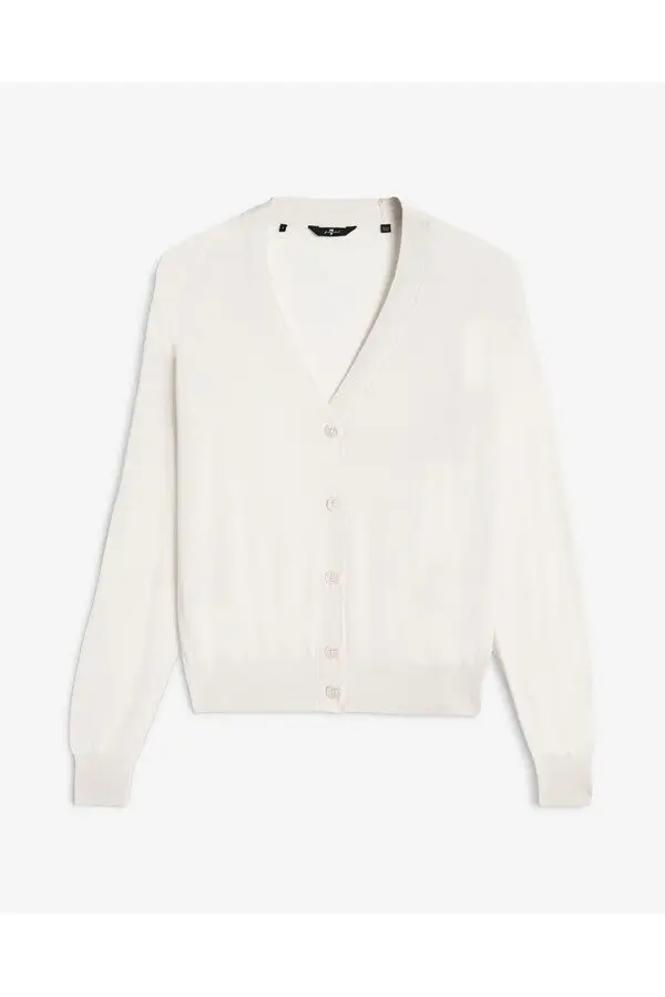 7 For All Mankind Silk Blend V-neck Cardigan - Neutral