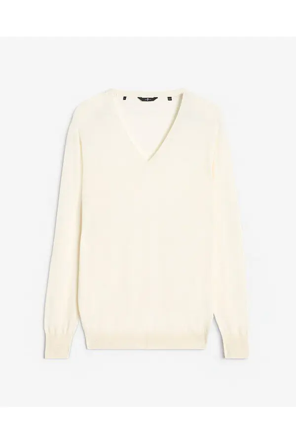 7 For All Mankind Silk Blend V-neck Pullover - Neutral