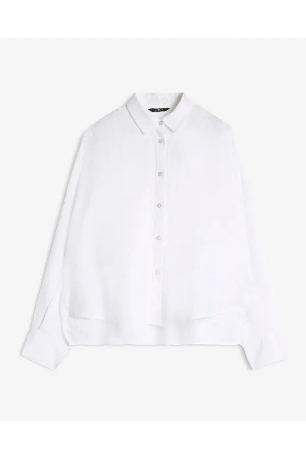 7 For All Mankind Linen Cropped Shirt