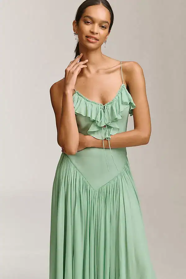 green de la vali dress De La Vali MEDUSA MINI DRESS IN DARK GREEN CHIFFON – Think Bubbles main image 0