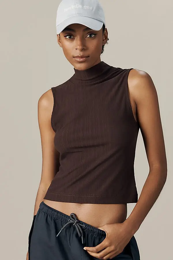 Varley Caley Fitted Rib Tank Top - Coffee Bean