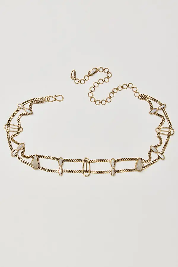 Mary Frances Chain Belt With Mother-of-pearl Accents