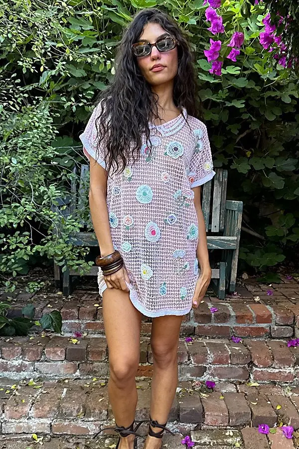 MADLY VINTAGE Cotton 1980s Mini T-shirt Dress - Rose