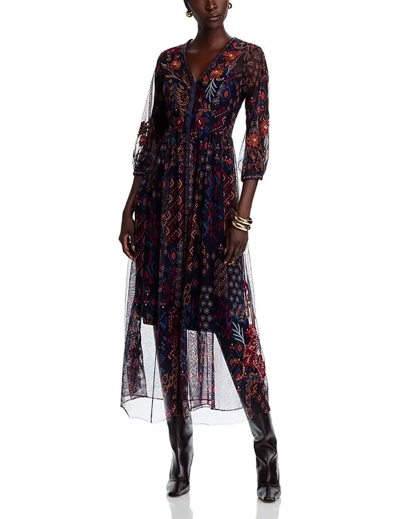 Johnny Was Theia Mesh Midi Dress