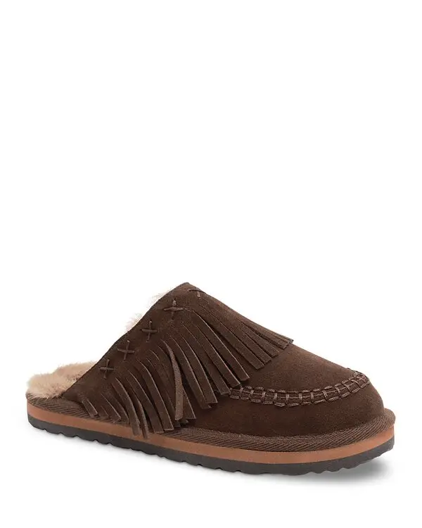 Free People Fallon Fringe Mule Flats - Chocolate