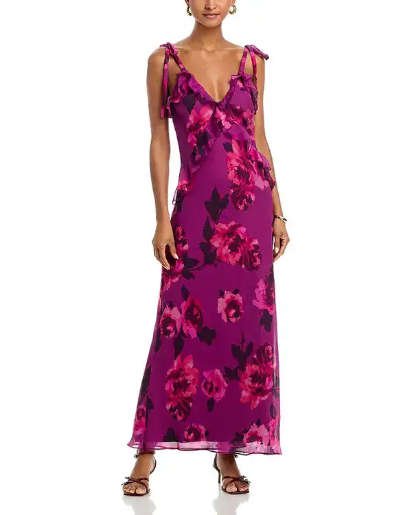 chinese dress ladies ADALINA DRESS FLORAL Lavender Maxi Dress main image 1