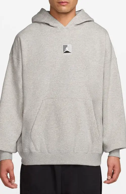 JORDAN Graphic Print Fleece Hoodie - Grey Heather/white