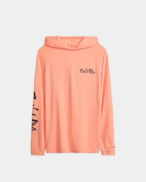 SALT LIFE Ocean Hooked Performance Hoodie - Grapefruit Heather