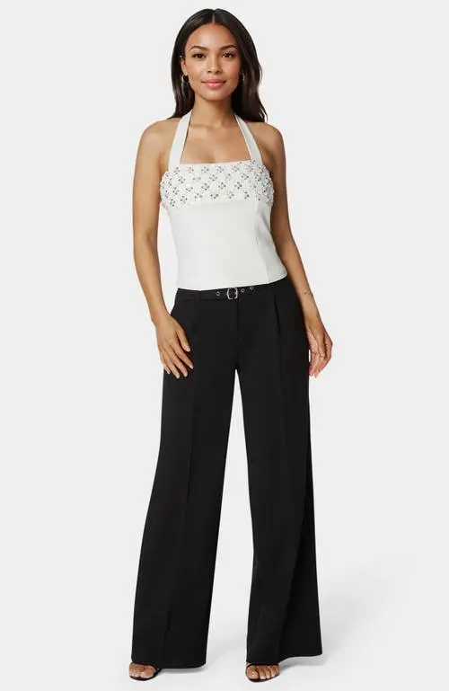 Bebe Halter Neck Beaded Sequin Top - Pristine